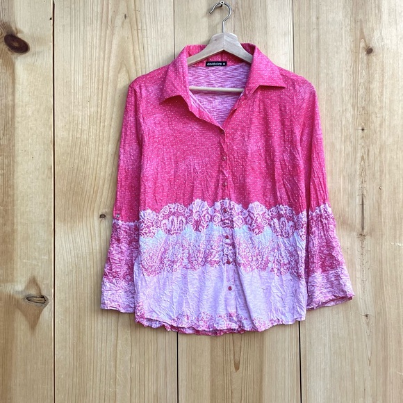 David Cline | Tops | David Cline Kringle Snap Front Blouse Pink Beaded ...